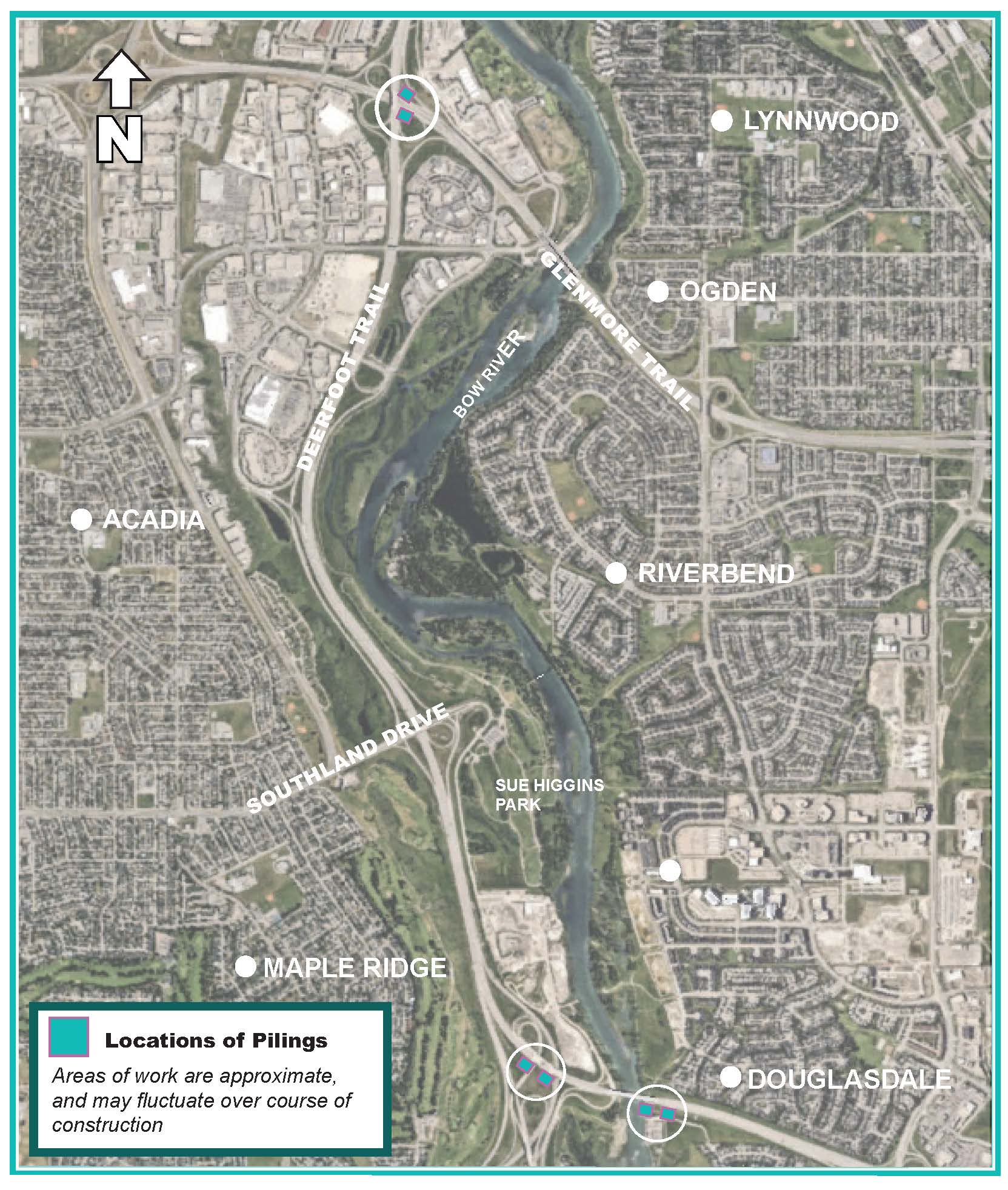 Piling at Glenmore Trail, Anderson Road and Ivor Strong bridges ...
